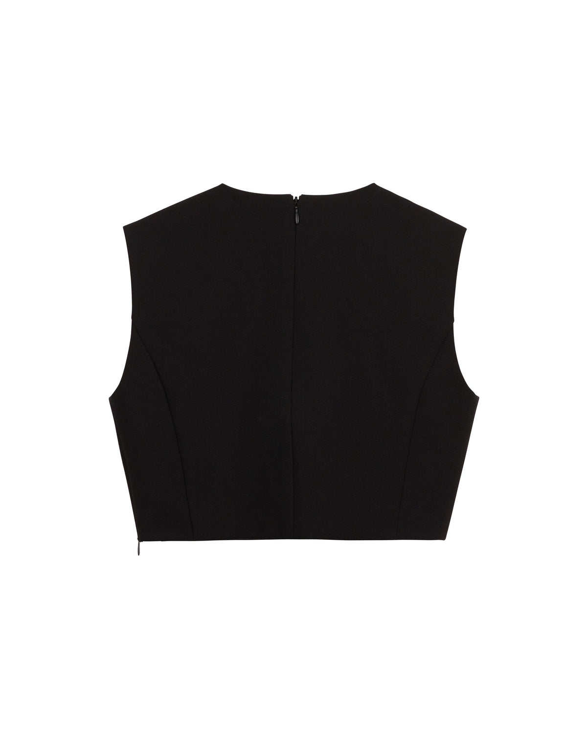 Black colored top, back zipper and side zipper